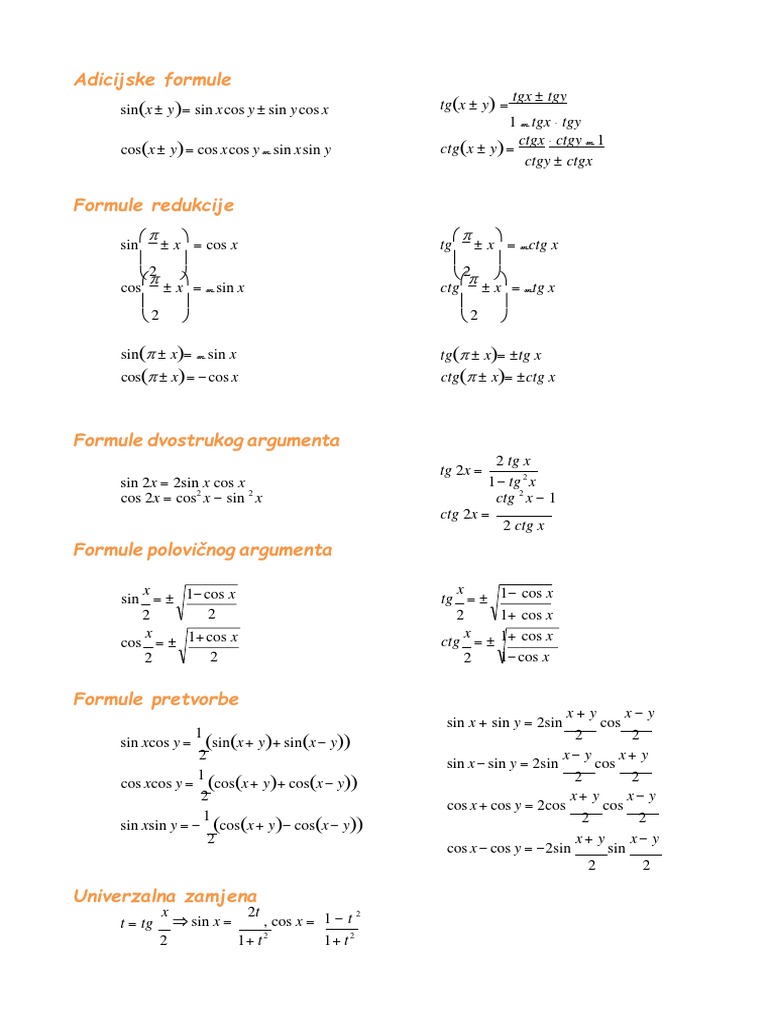 Trig Formule | PDF