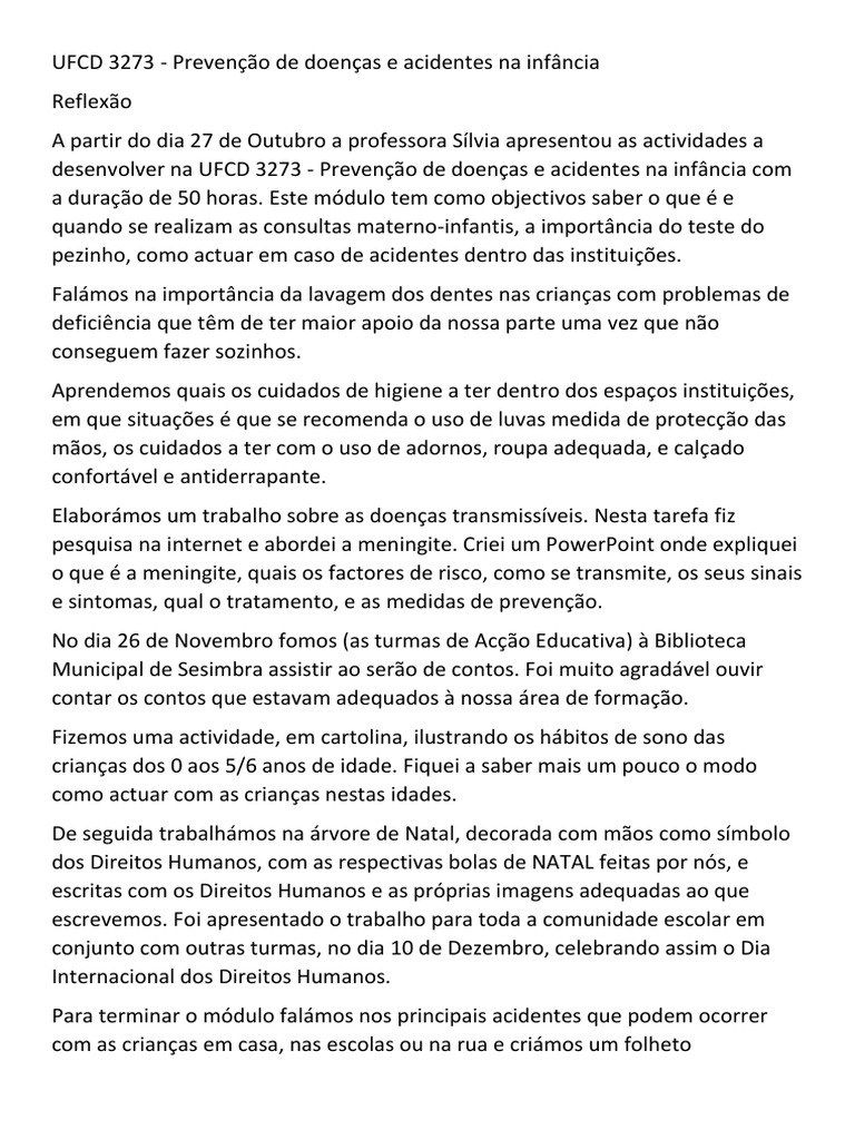 UFCD 3273 Reflexão | PDF