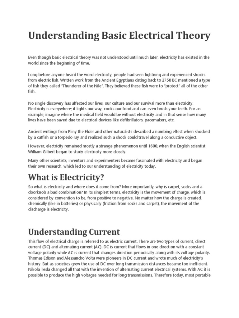 Understanding Basic Electrical Theory | PDF | Series And Parallel Circuits | Electricity