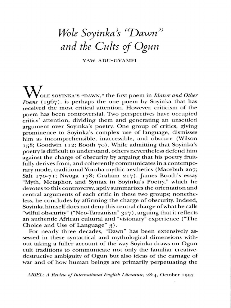 Wole Soyinka and Ogun | PDF | Nigeria | Mythology