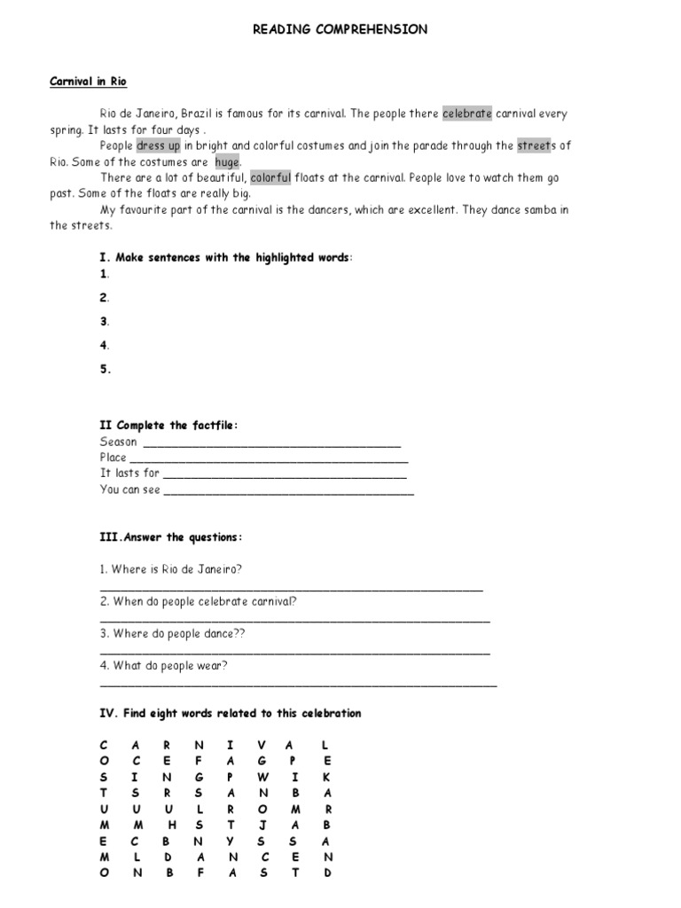 Reading Comprehension Starter Level | PDF