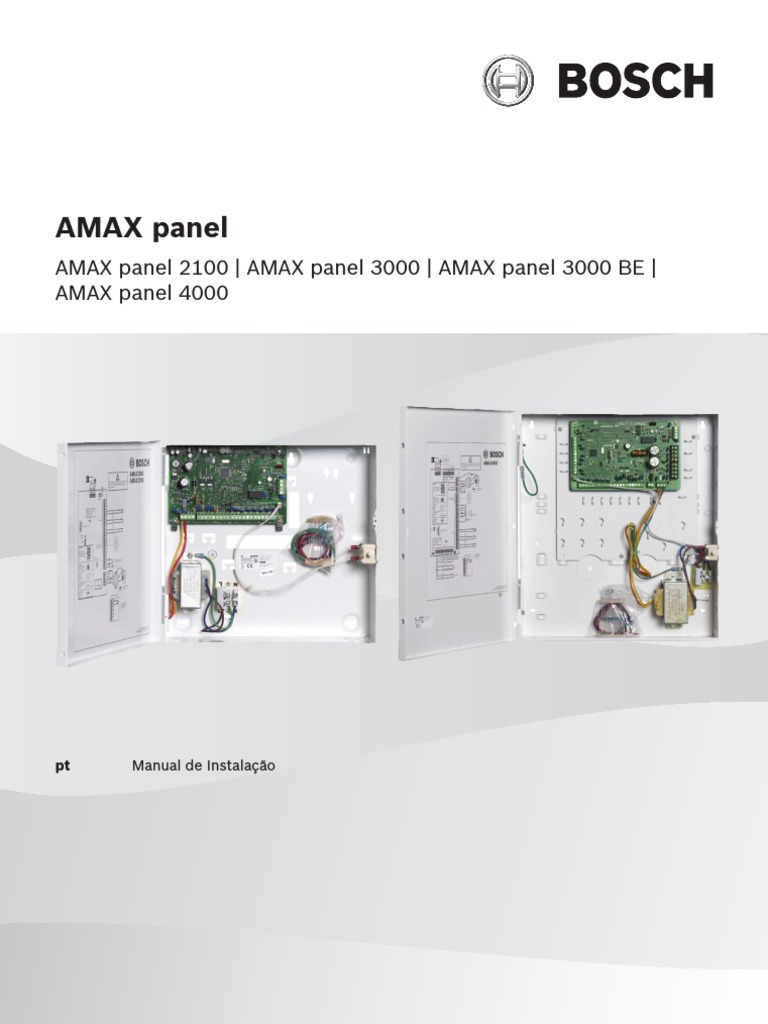 BOSCH AMAX Panel Family Installation Manual PT | PDF | Teclado de computador | Engenharia Elétrica