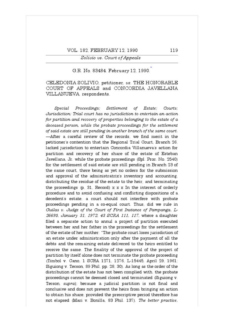 Solivio vs. CA | PDF | Probate | Lawsuit
