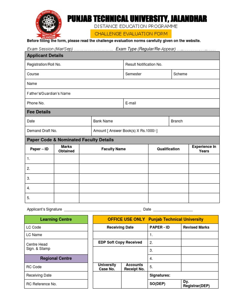 Challenge Evaluation Form Instructions | PDF