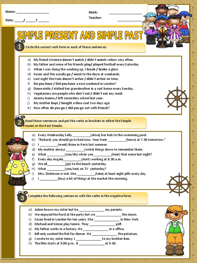 Present and Past Simple Exercises | PDF