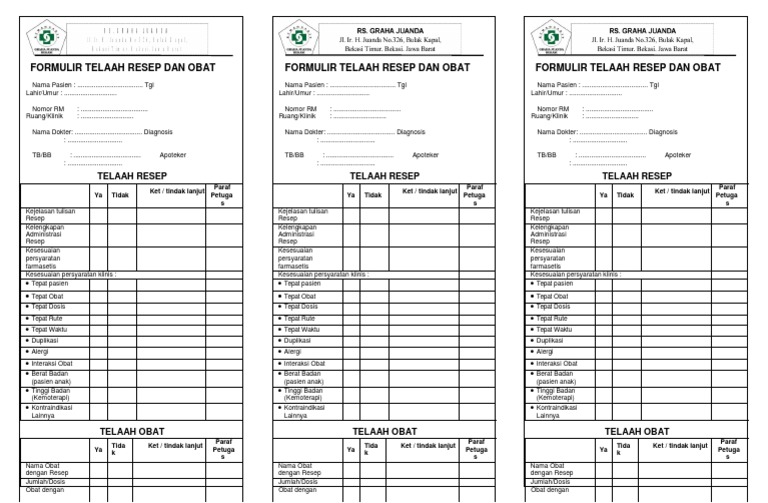 Form Telaah Resep | PDF
