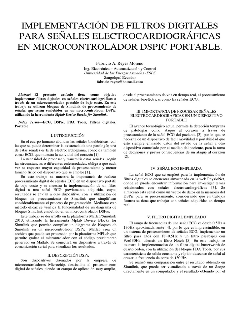 Filtros Digitales para ECG en DSPic Portátil | PDF | Microcontrolador ...