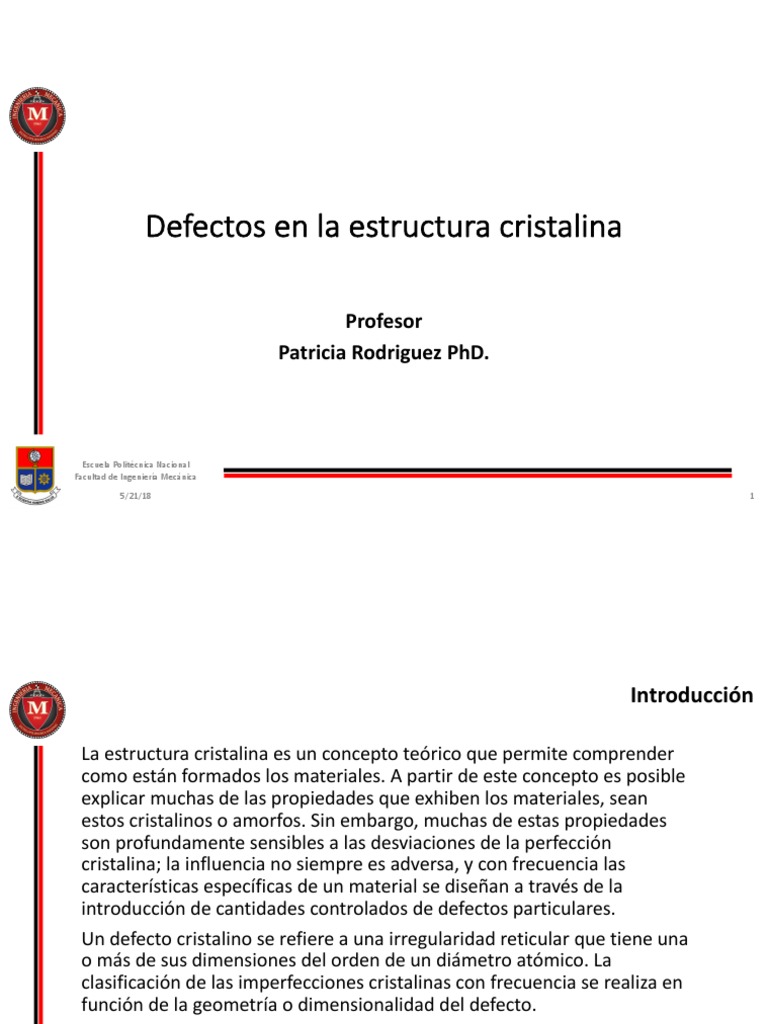 6 Defectos en Estructura Cristalina | PDF | Dislocación | Física de la ...