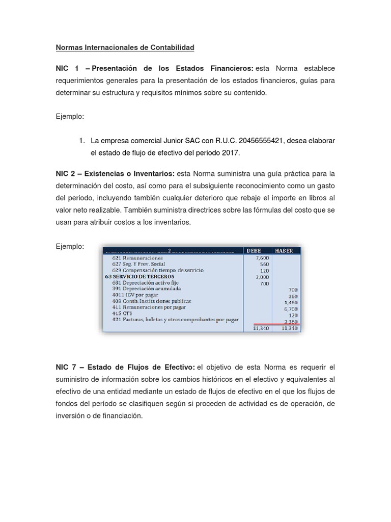 Normas Internacionales de Contabilidad NIC | PDF | Depreciación ...