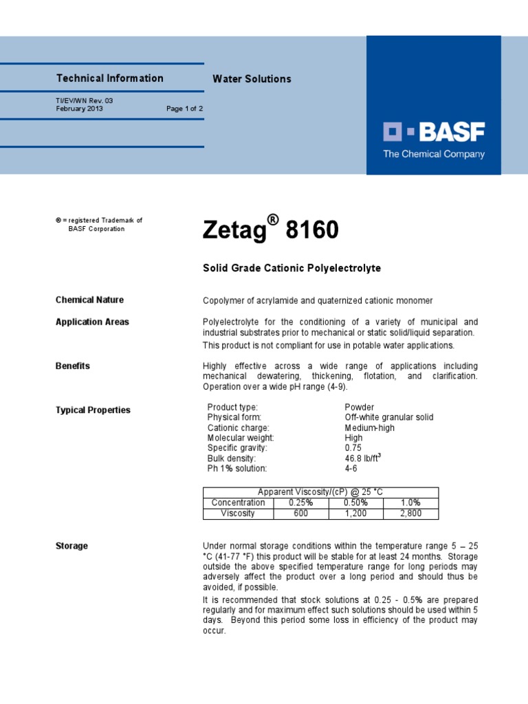Basf 8160 Specifications | PDF | Materials Science | Physical Sciences