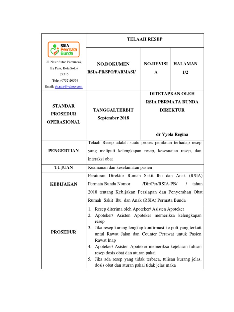 Spo Telaah Resep | PDF