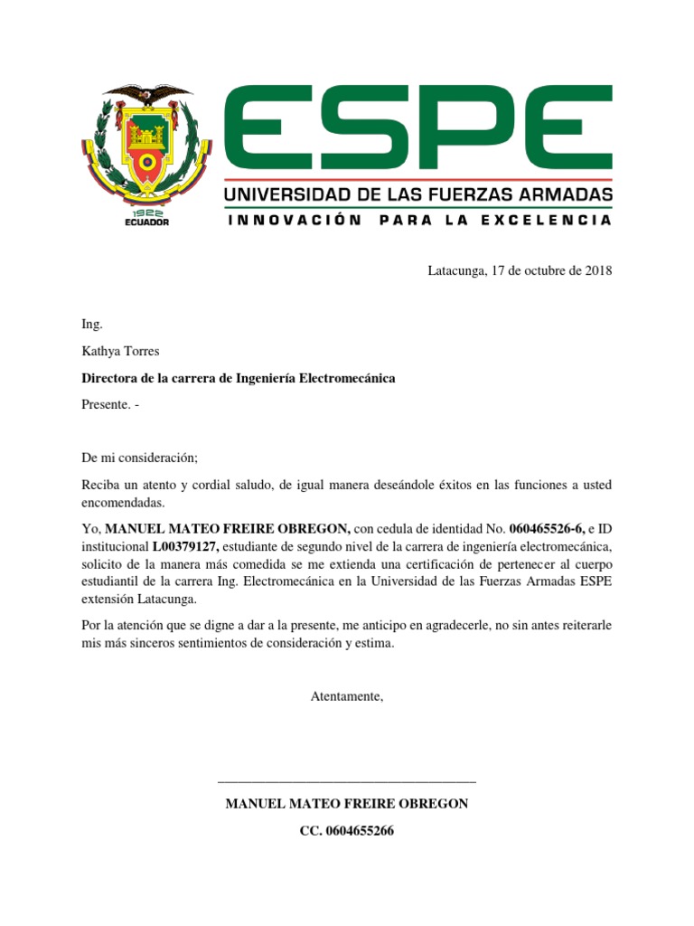 Solicitud de Certificación Estudiantil ESPE | PDF | Crecimiento personal y profesional