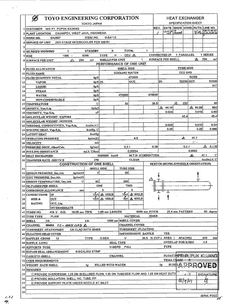Example of Heat Exchanger TEMA Sheet | PDF | Heat Transfer | Nature