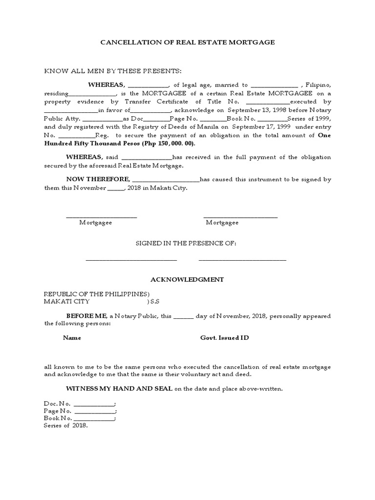 Cancellation of Mortgage | PDF