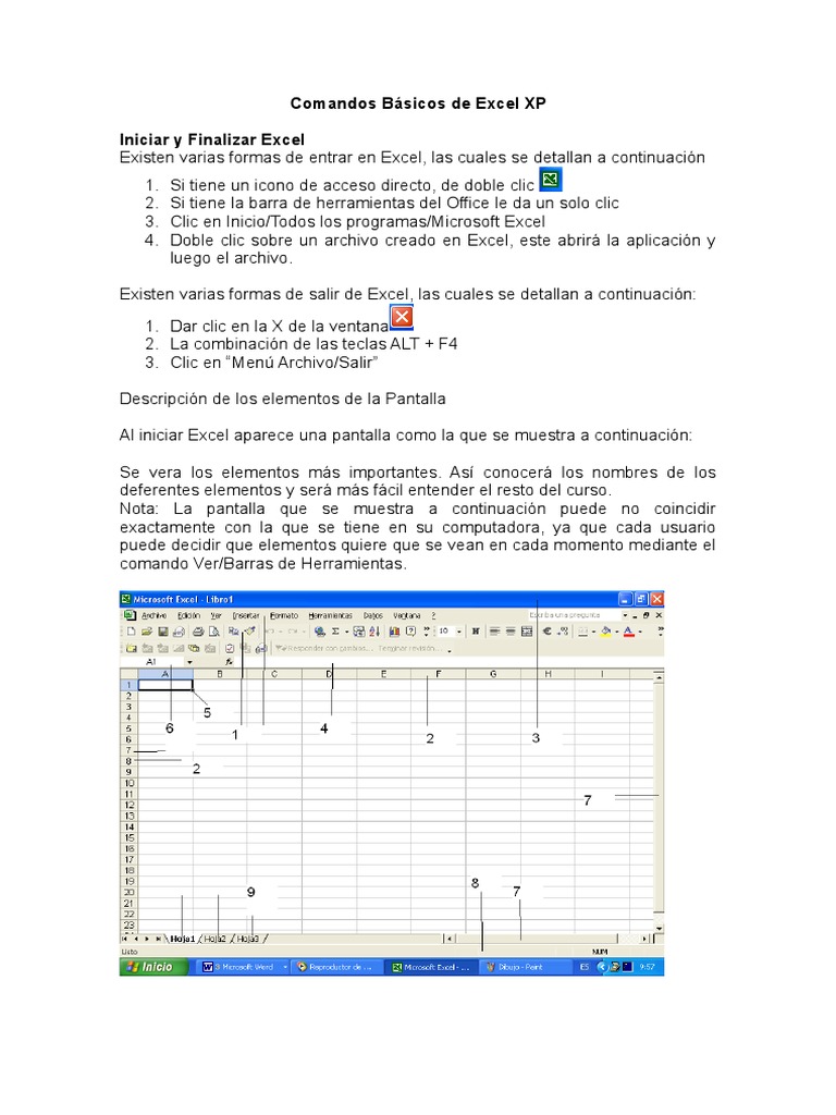 Comandos Basicos Excel - 1 | PDF | Hoja de cálculo | Point and Click