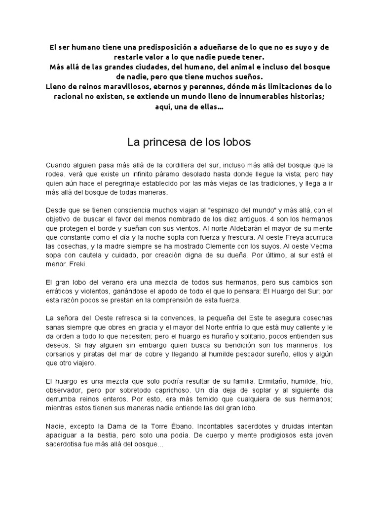 La Princesa de Los Lobos | Descargar gratis PDF | Naturaleza
