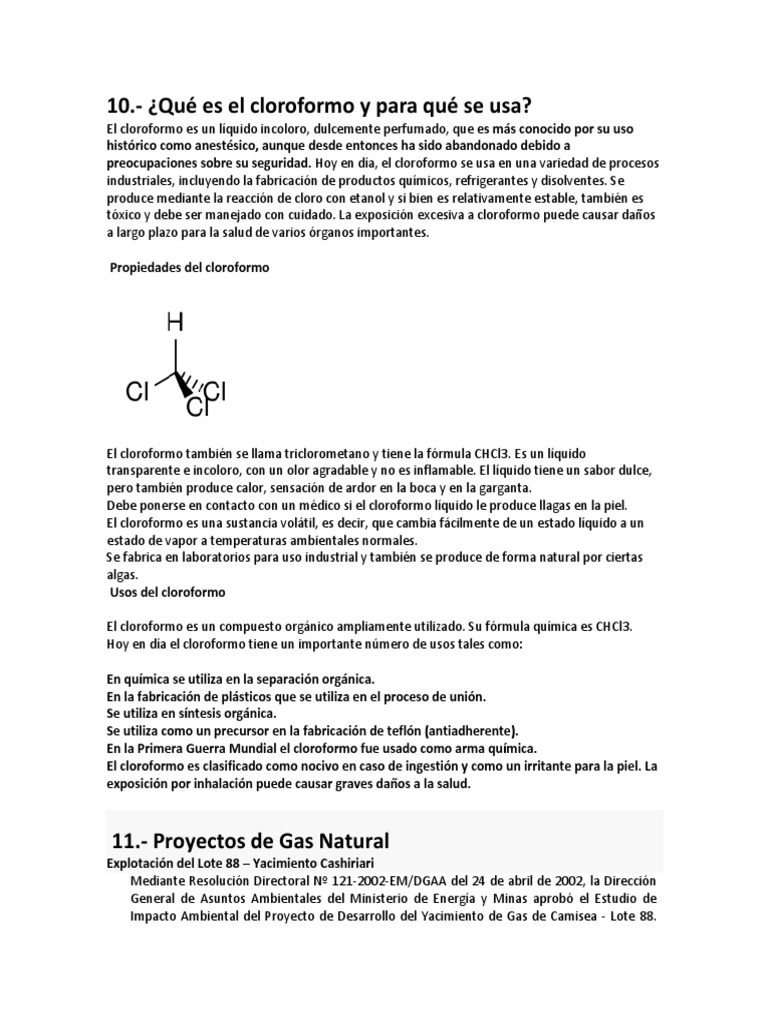 Cloroformo: Usos y Propiedades Químicas | PDF | Cloroformo | Hidrocarburos
