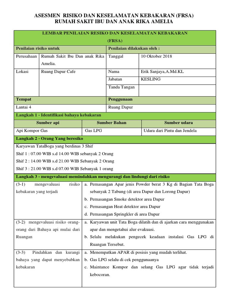 Asesmen Risiko Dan Keselamatan Kebakaran | PDF