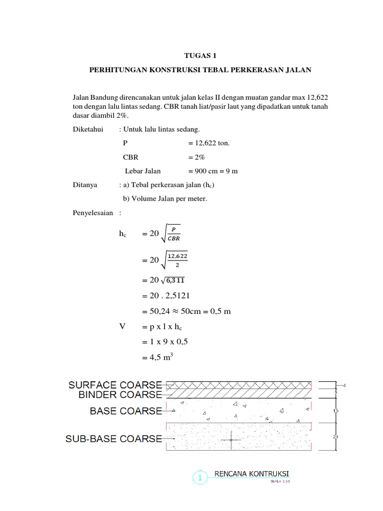 Perhitungan Konstruksi Tebal Perkerasan Jalan | PDF