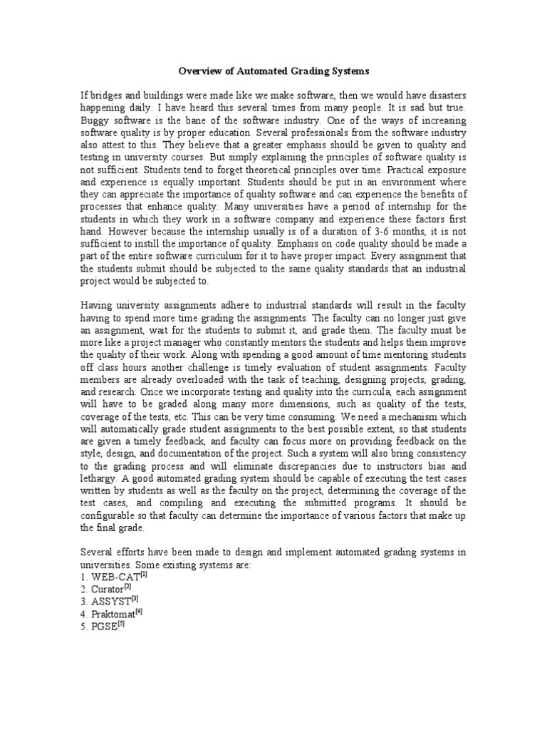 Automated Grading Systems Overview | PDF | Unit Testing | Systems ...