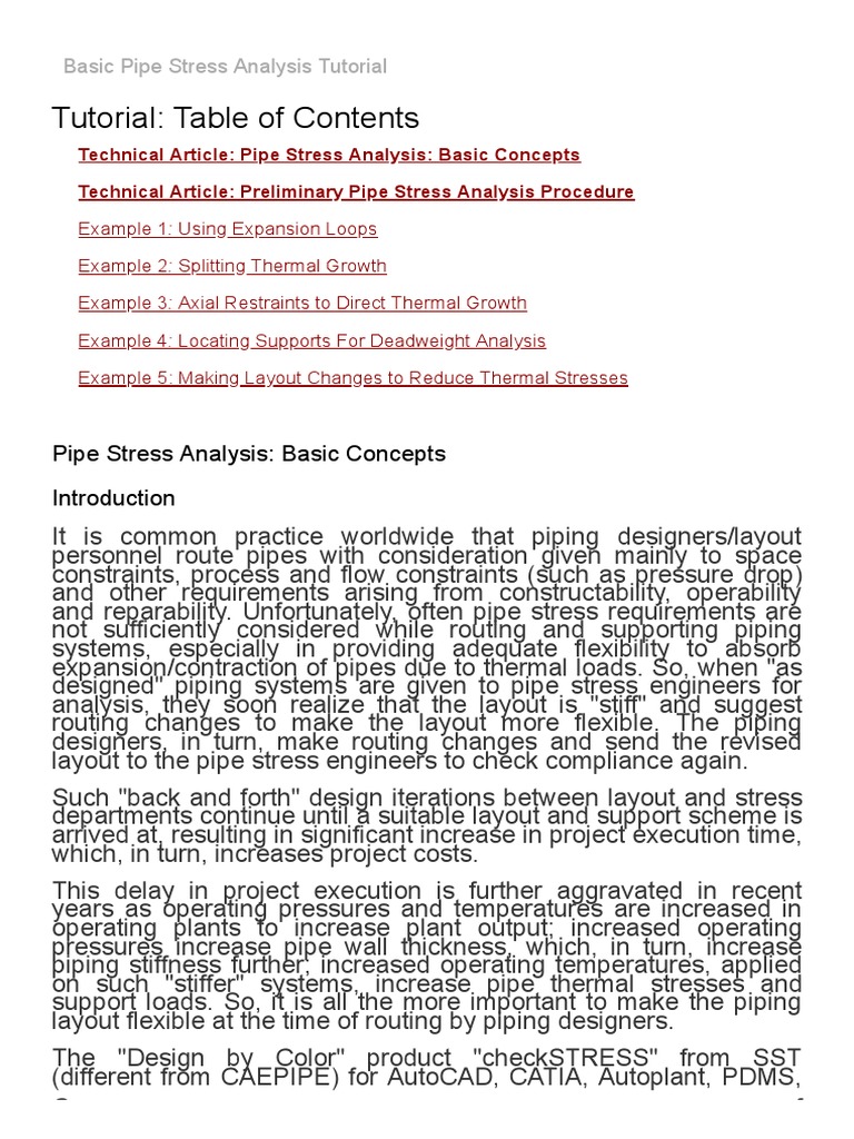 Pipe Stress Analysis Software - CAEPIPE & Piping Stress Tutorial | PDF ...