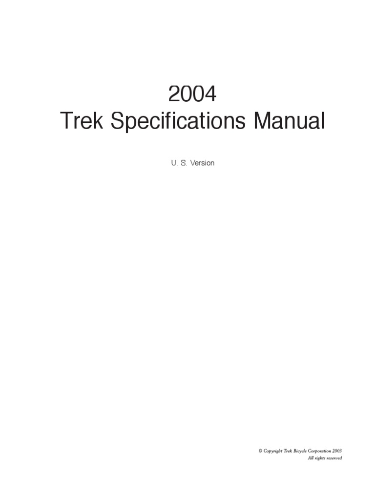 2004 Trek Specifications Manual: U. S. Version | PDF | Human Powered ...
