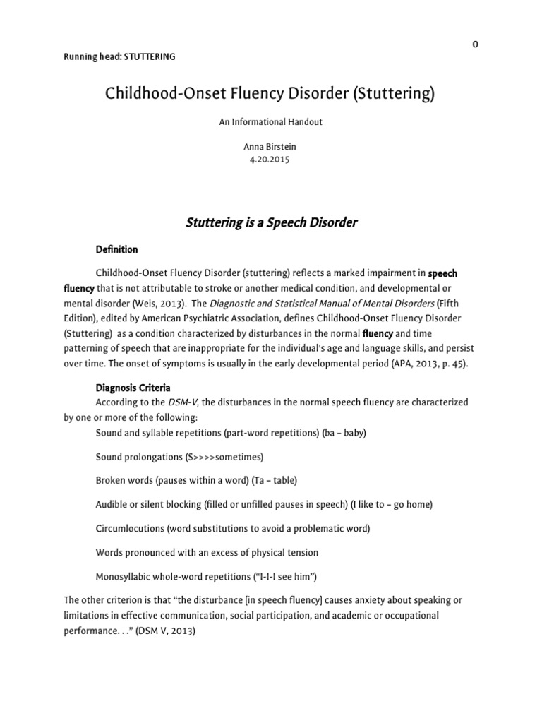Childhood-Onset Fluency Disorder (Stuttering) | PDF | Stuttering | Fluency