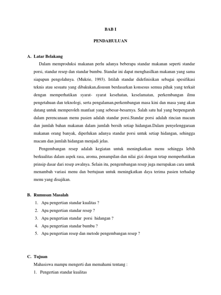 Standar Resep | PDF