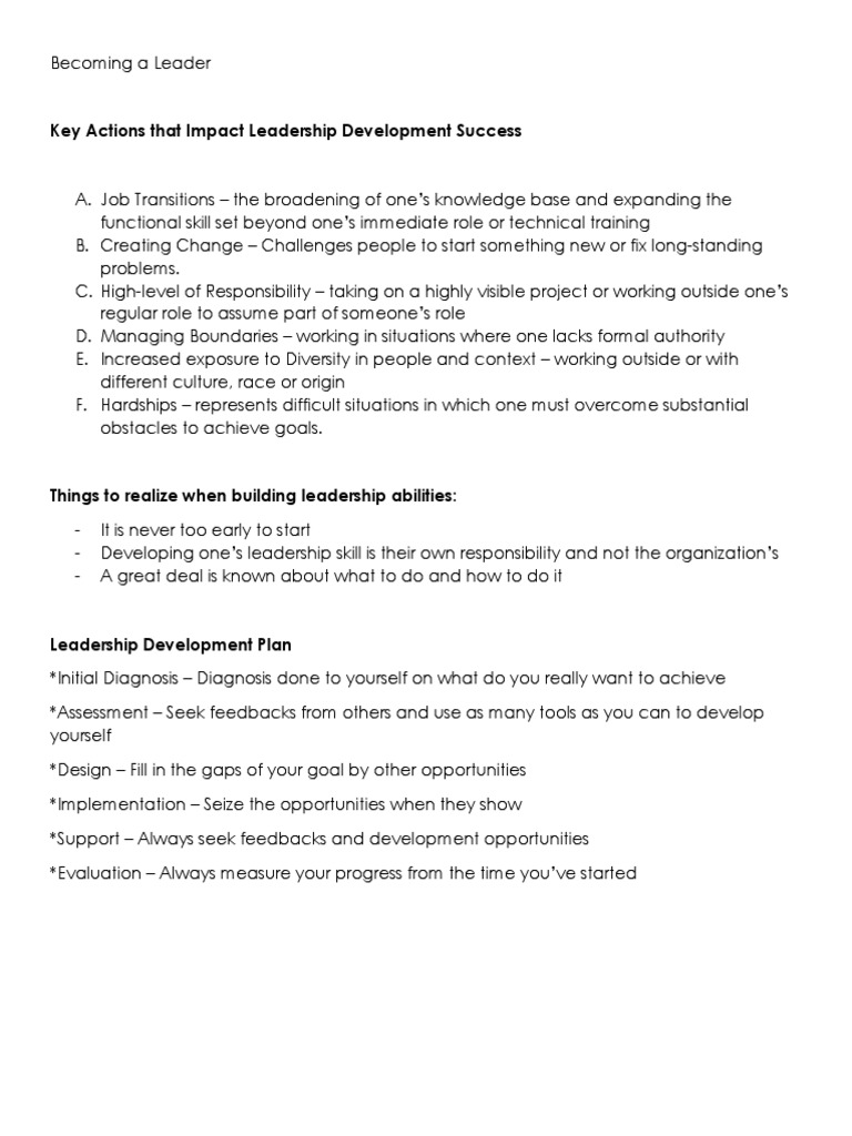 Key Actions That Impact Leadership Development Success | PDF
