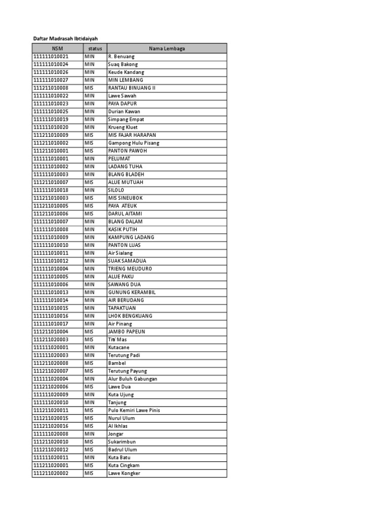 NSM MI Se Indonesia | PDF