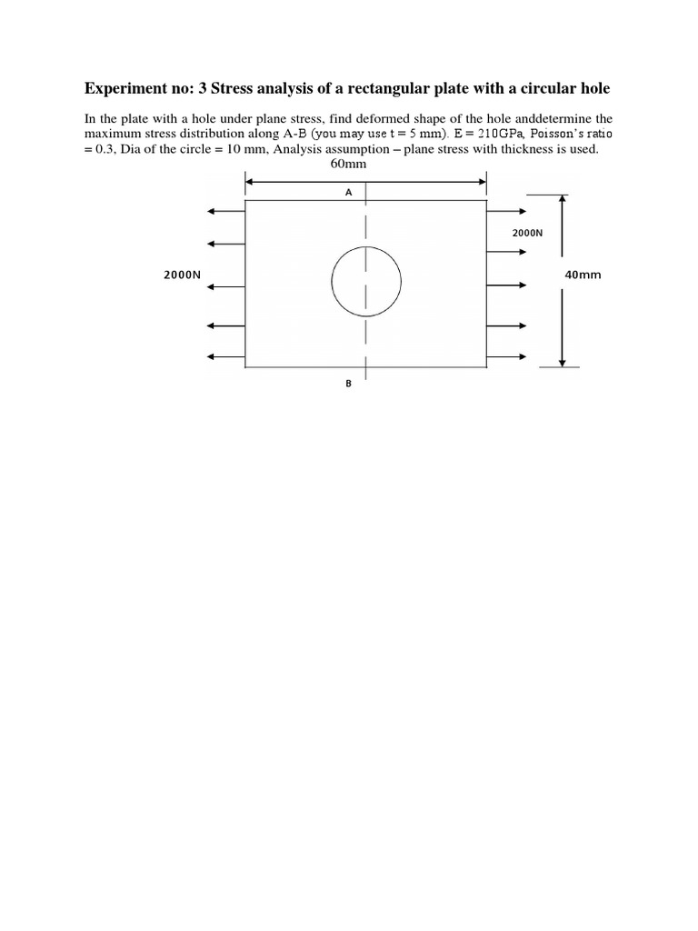 Experiment No: 3 Stress Analysis of A Rectangular Plate With A Circular ...