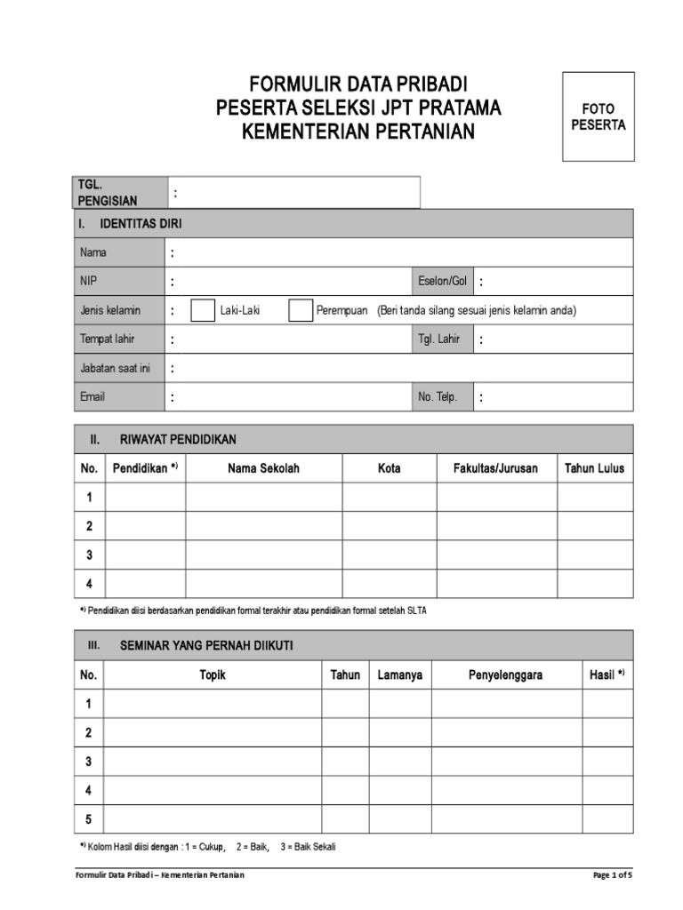 Form Data Pribadi | PDF