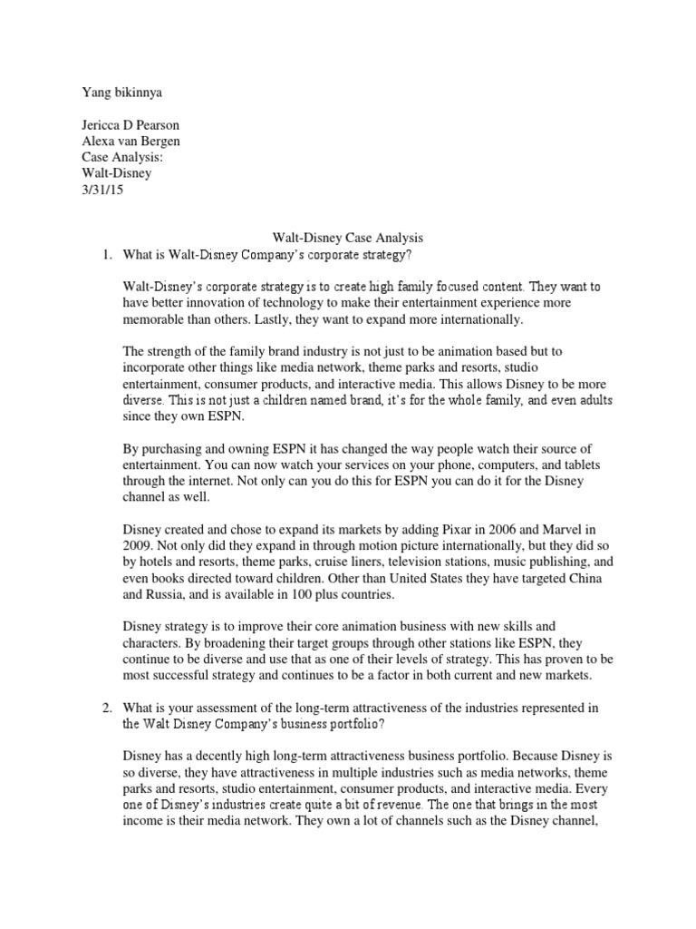 Disney Analysis | PDF | The Walt Disney Company | Walt Disney