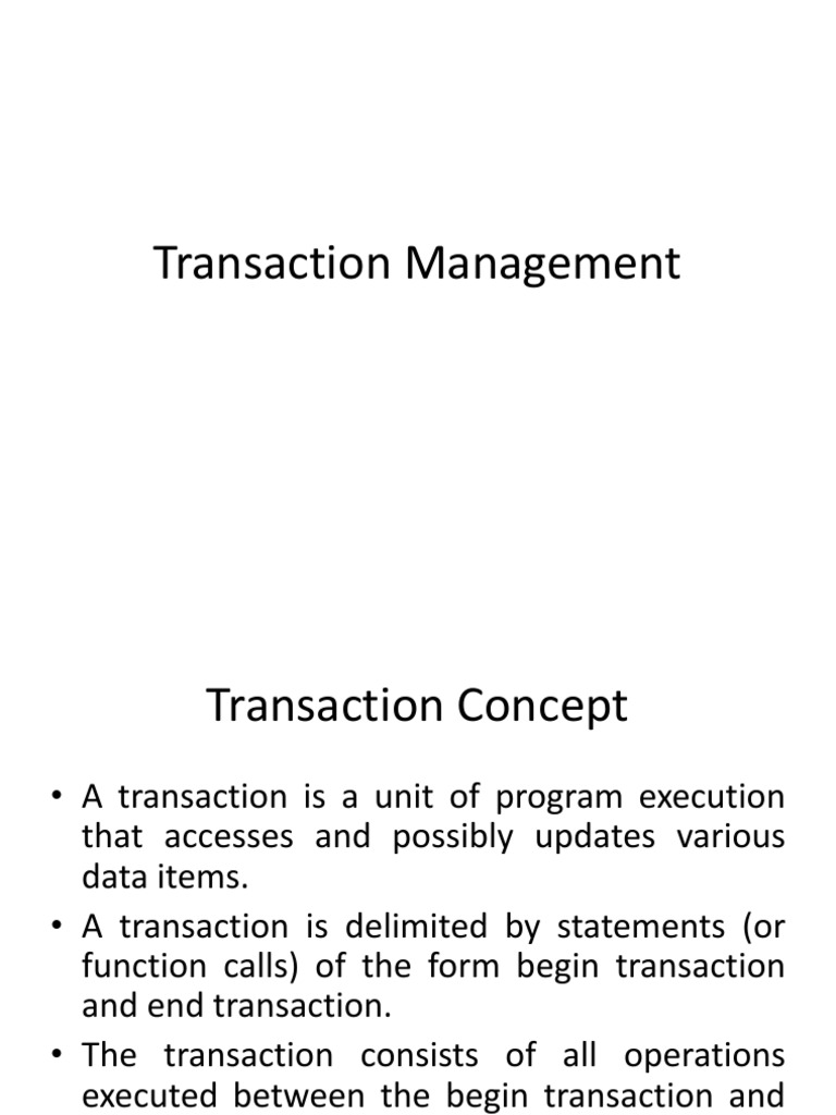 Transaction Management Pdf Database Transaction Databases