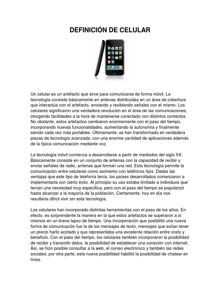 Definición de Celular | PDF | Teléfonos móviles | Telefonía móvil