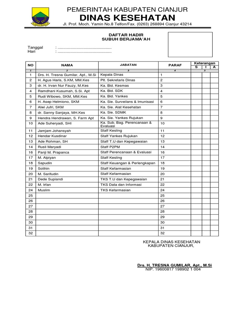 Daftar Absensi Subuh Dan Ashar-1 | PDF