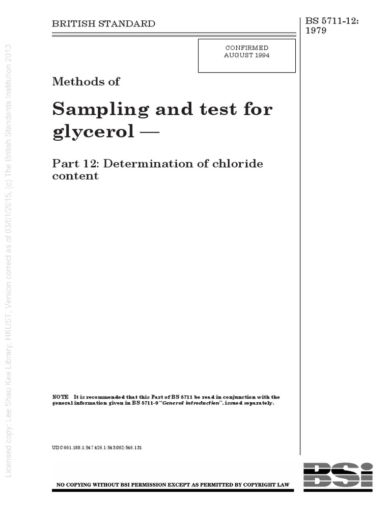 Sampling and Test For Glycerol - : Methods of | PDF | Titration | Chemistry