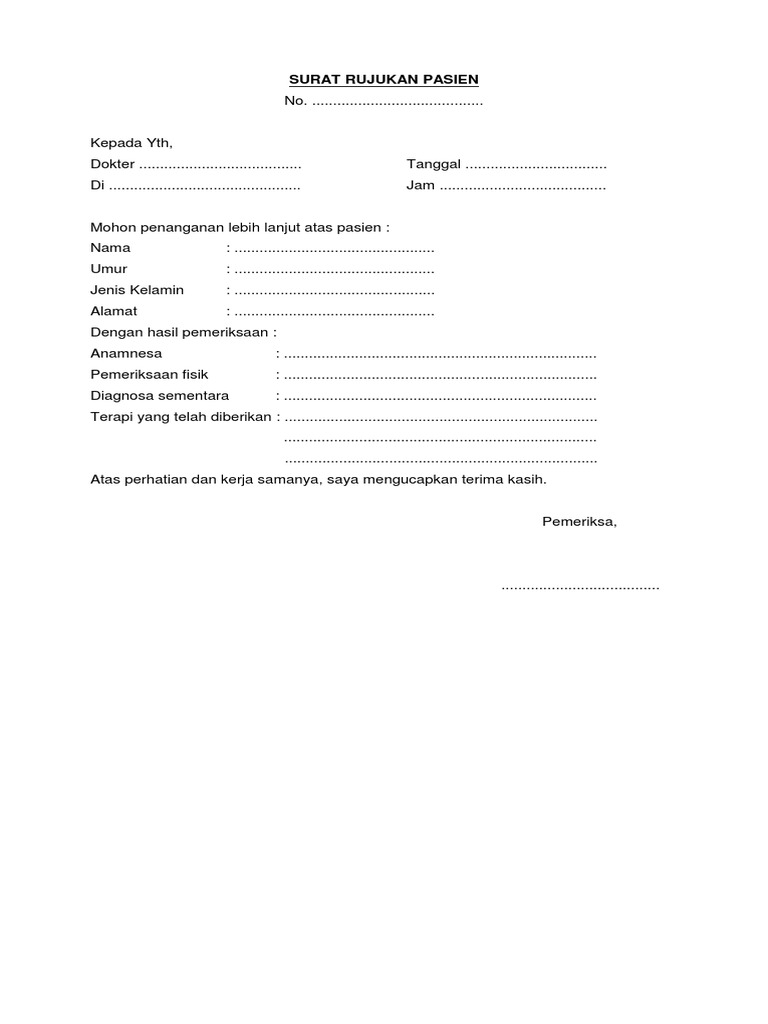 Surat Rujukan Pasien | PDF