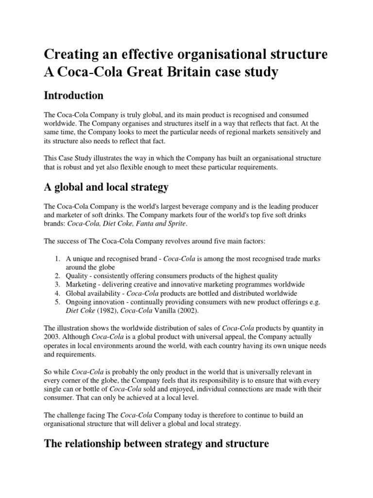 Coca Cola Case Study | PDF | Coca Cola | The Coca Cola Company