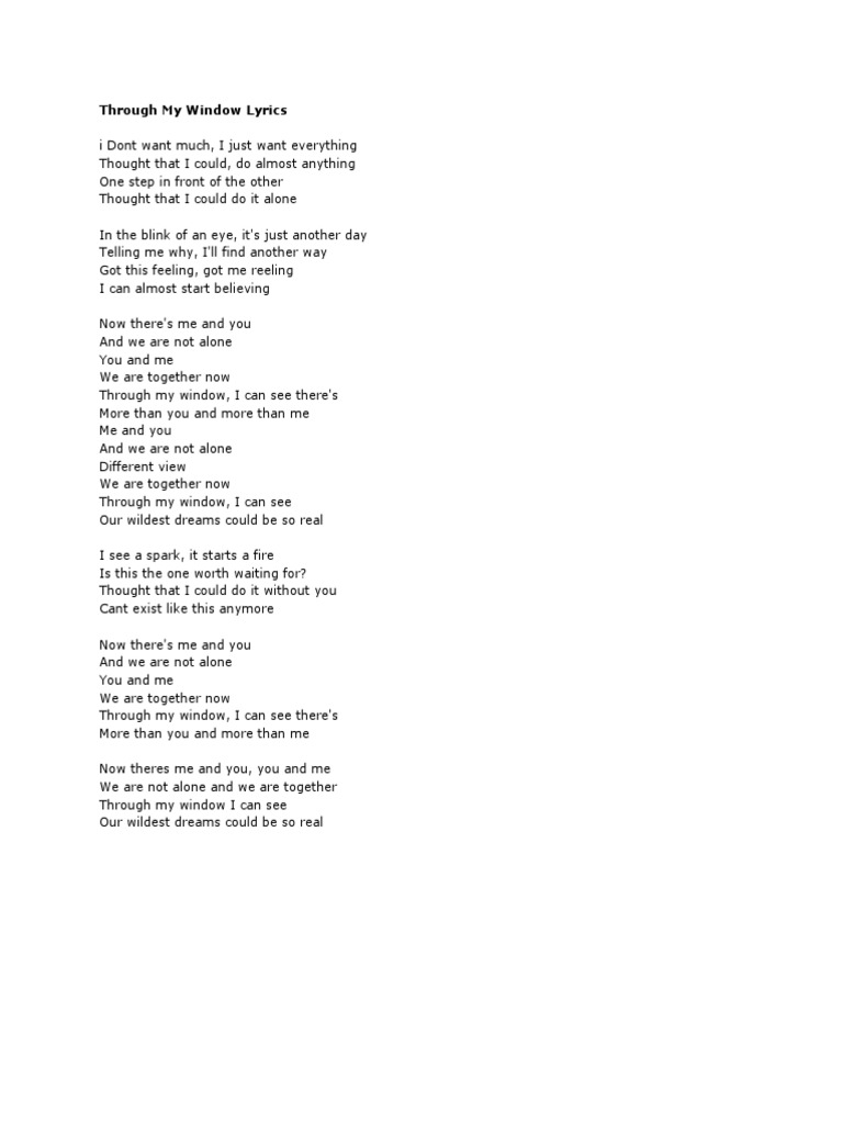 Through My Window: Song Lyrics | PDF