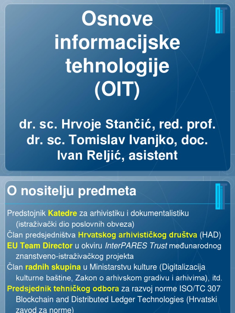 01 Uvodno Predavanje OIT | PDF