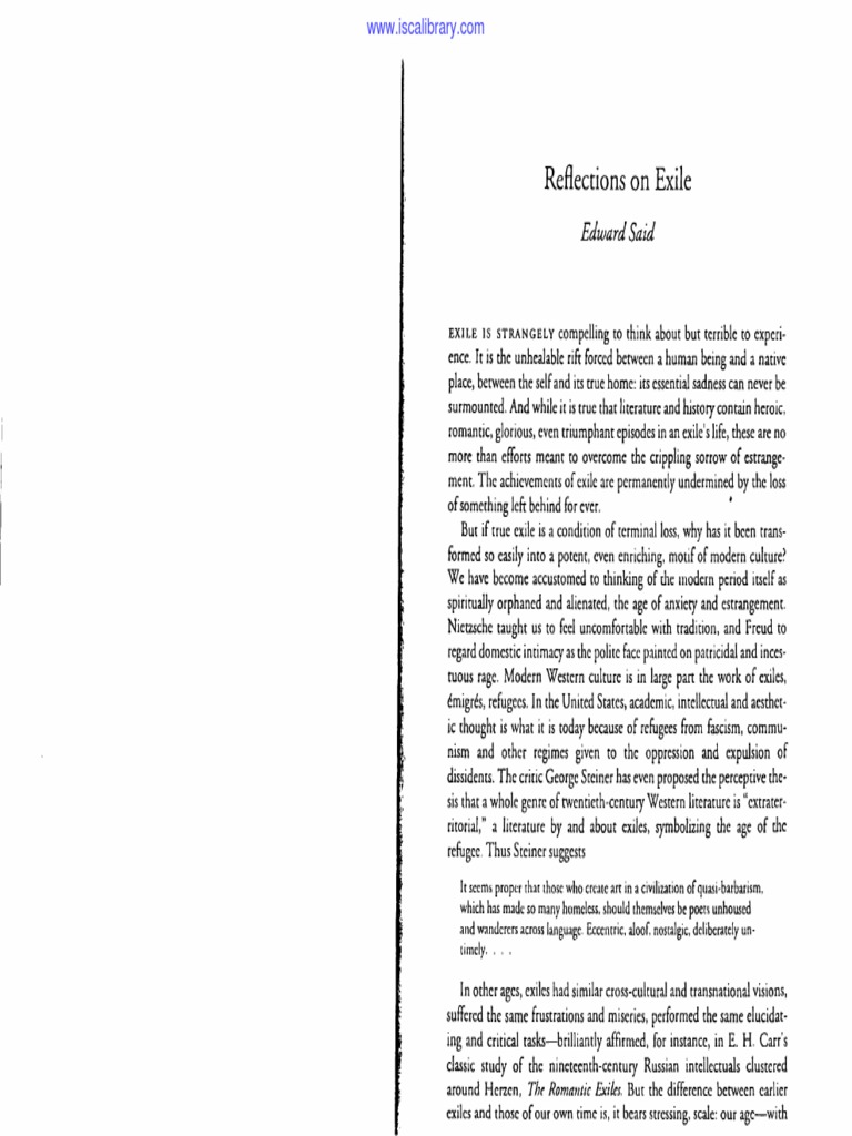 Edward Said - Reflections On Exile PDF | PDF