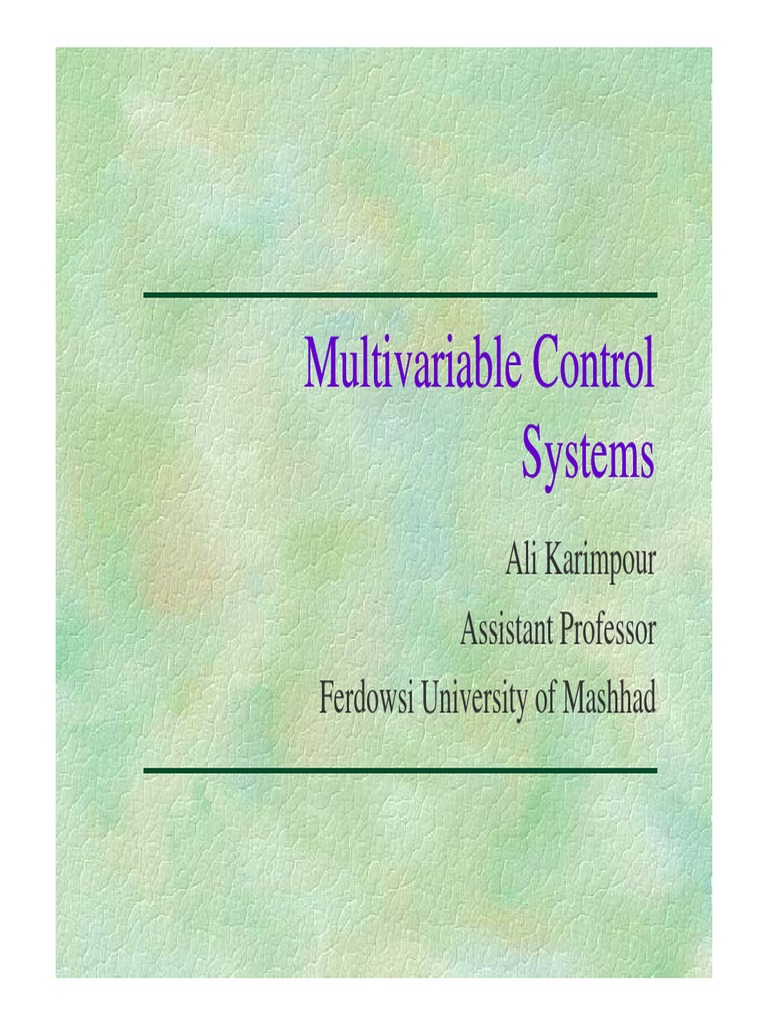 Multivariable control | Control Theory | Scientific Modeling | Free 30 ...