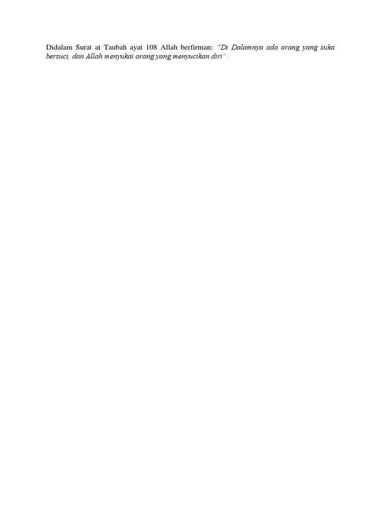 Surat at Taubah Ayat 108 Allah Berfirman | PDF