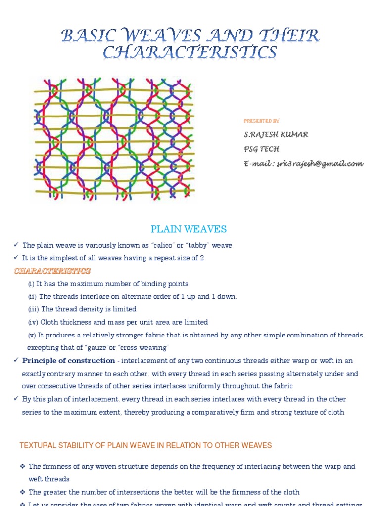 Characteristics of Textile Weaves | PDF | Weaving | Textiles