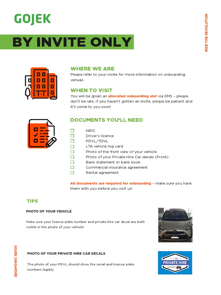 GOJEK Onboarding One Pager | PDF | Car Rental | Road Transport