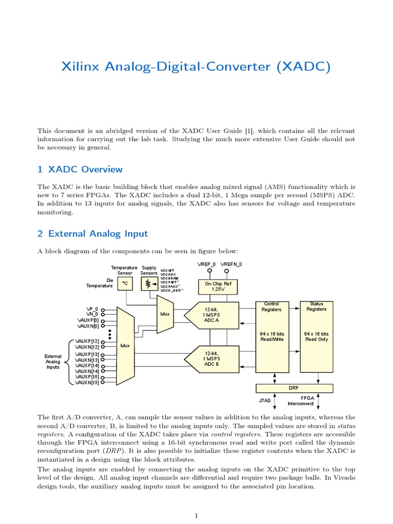 Xilinx Analog-Digital-Converter (XADC) | PDF | Analog To Digital Converter | Field Programmable ...