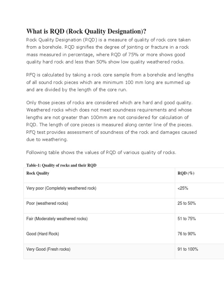 What Is RQD (Rock Quality Designation) ? | PDF | Nature
