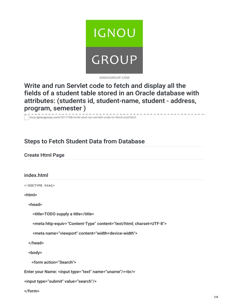 Fetch Student Data with Java Servlet | PDF | Java Servlet | Data Management