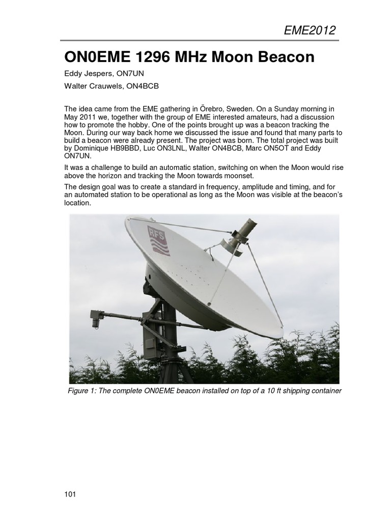 1296 MHZ Moon Beacon | PDF | Transmitter | Amplifier
